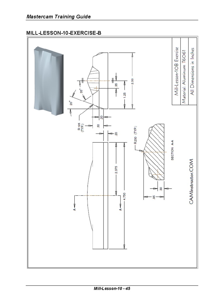 Mill-Lesson-10-Exercise-B: Mastercam Training Guide | PDF