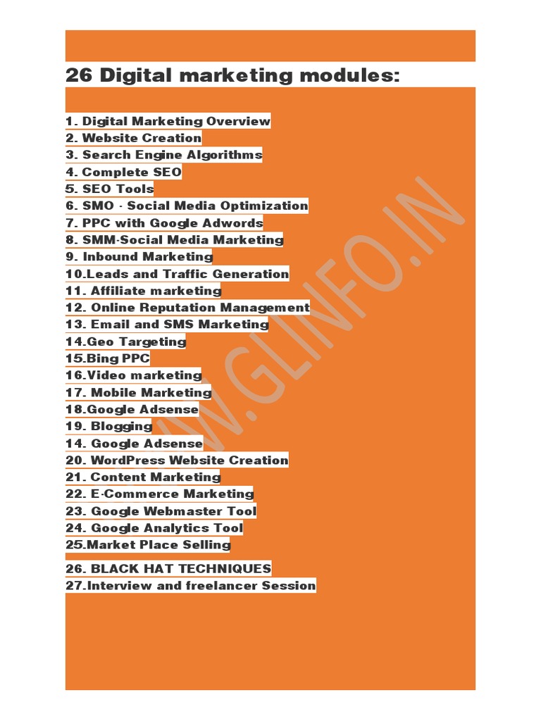 26 Digital Marketing Modules | PDF