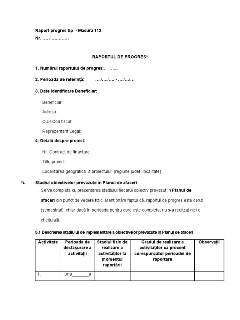 Raport Progres Tip | PDF