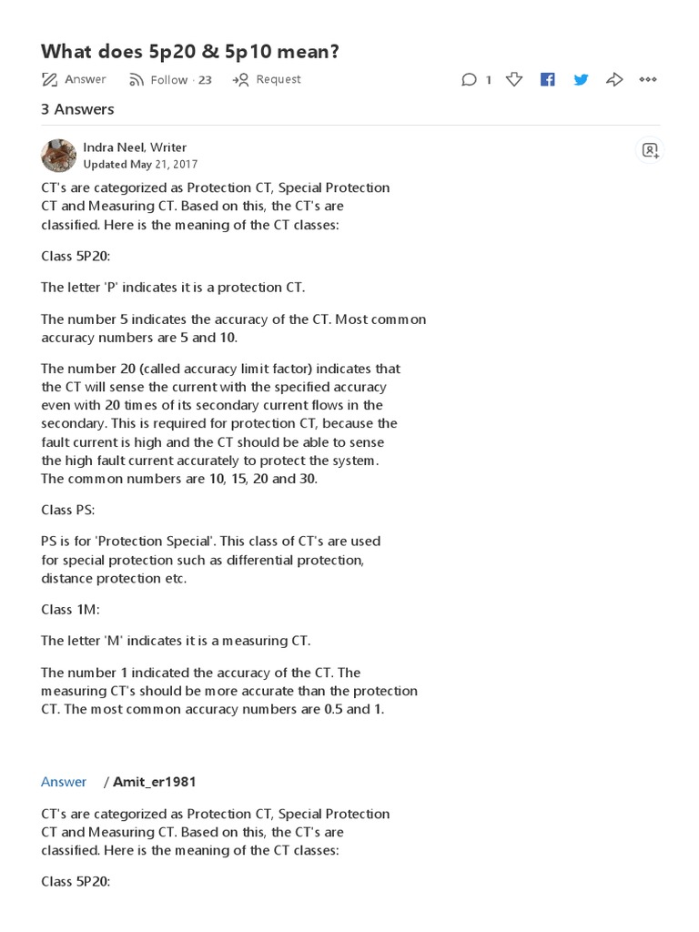 Understanding CT Classes 5P10 and 5P20 | PDF | Accuracy And Precision ...
