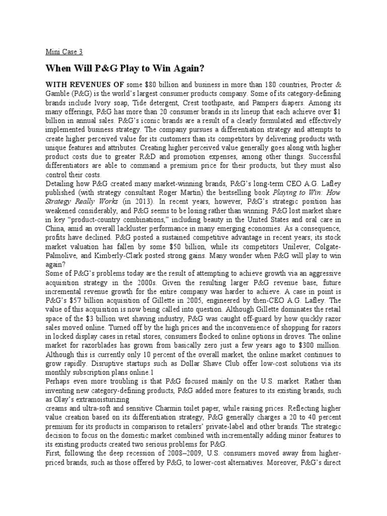 Mini Case 3 | PDF | Procter & Gamble | Strategic Management