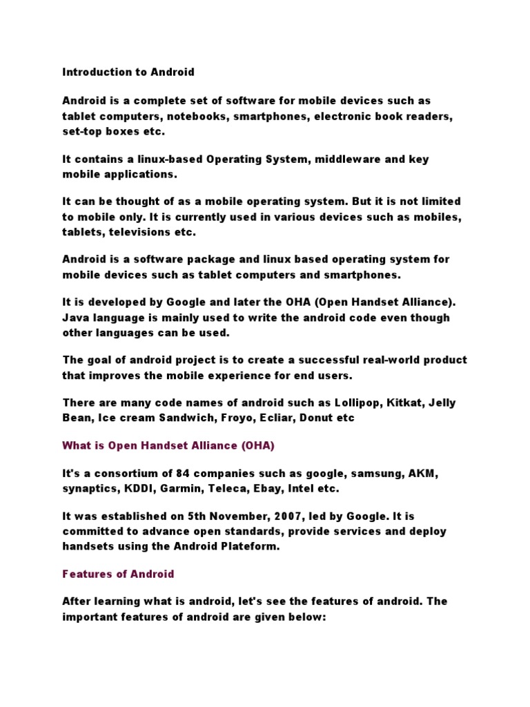 Introduction To Android | PDF | Android (Operating System) | System ...