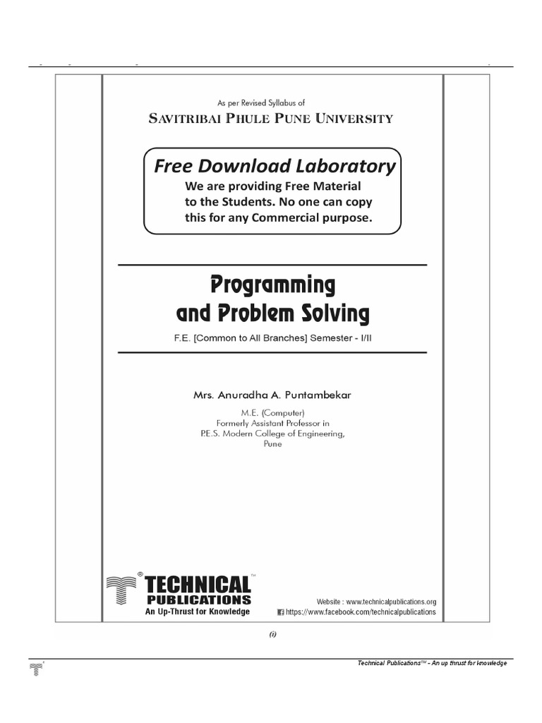 Programming and Problem Solving - Laboratory Work - FE - SPPU - 2019 - Copy 1 | Download Free ...