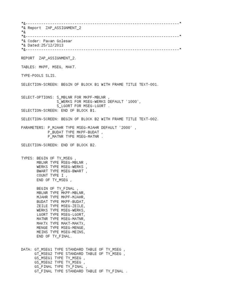 Material Document Flow Report Mseg Mkpf Makt Tables Pdf Computer Programming Computing