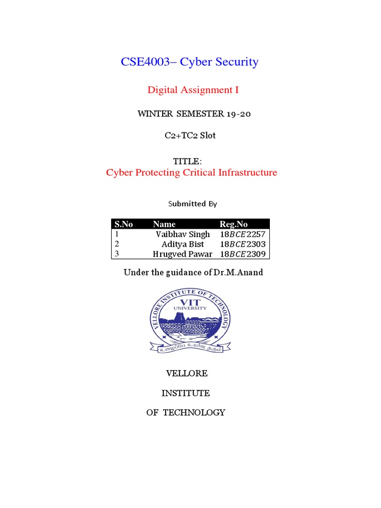 CSE4003 - Cyber Security: Digital Assignment I | PDF | Computer ...