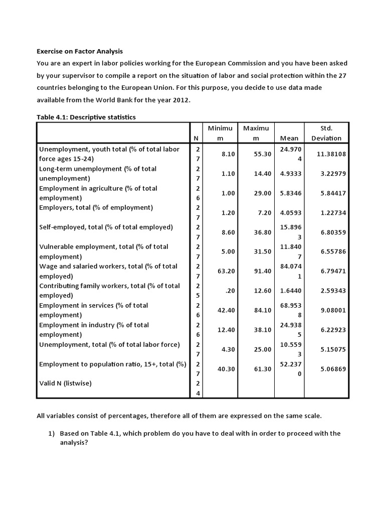 Factor Analysis Exercises | PDF | Factor Analysis | Employment