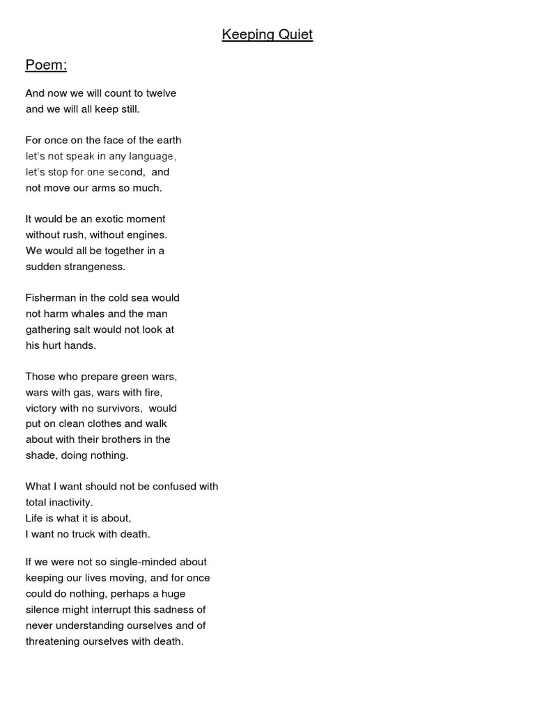 Keeping Quiet PDF | PDF