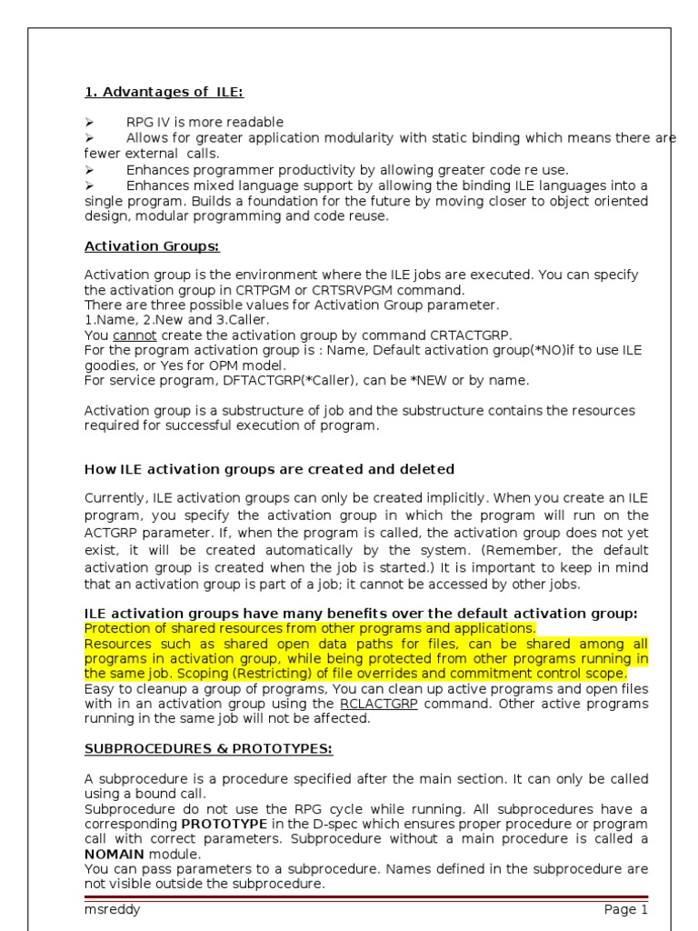 Activation Groups and ILE Concepts | Download Free PDF | Ibm Rpg | Subroutine