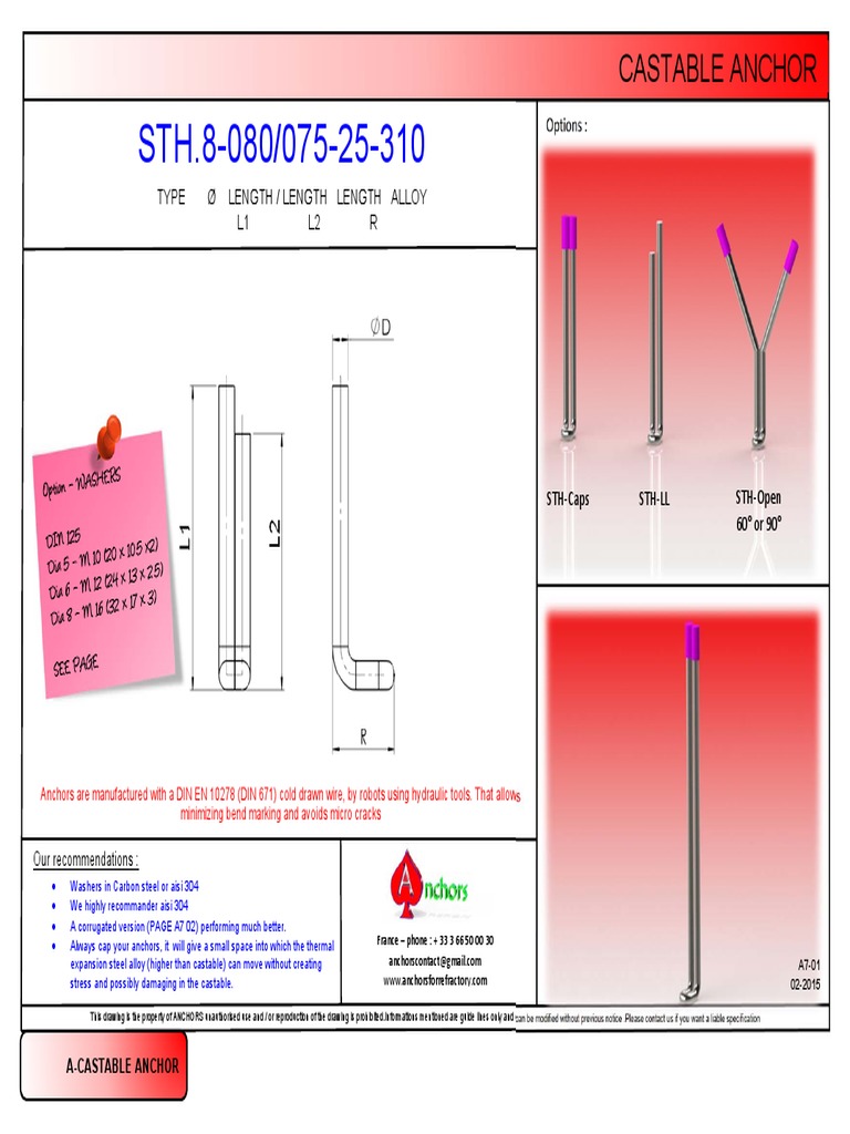 Castable Anchor Specifications Guide | PDF | Alloy | Steel