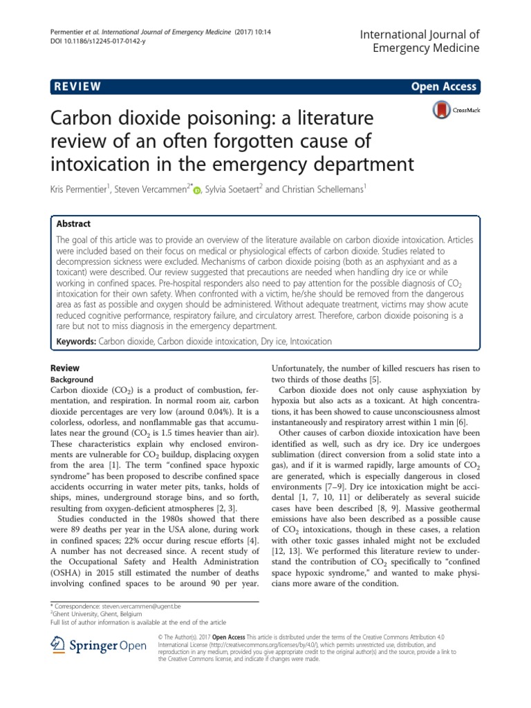 Carbon Dioxide Poisoning: A Literature Review of An Often Forgotten ...