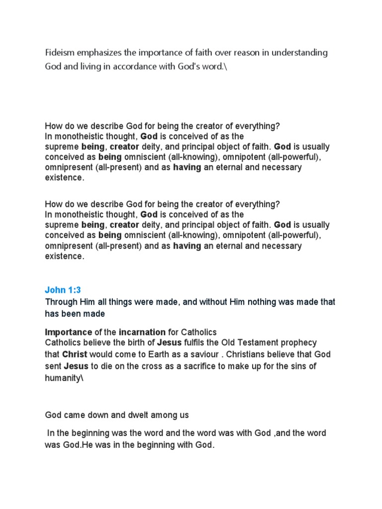 Understanding God: Faith and Creation | PDF | Philosophy | Religion ...