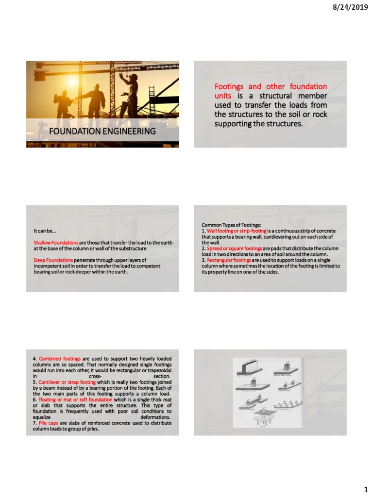 Foundation Engineering: Footings and Other Foundation Units | PDF ...