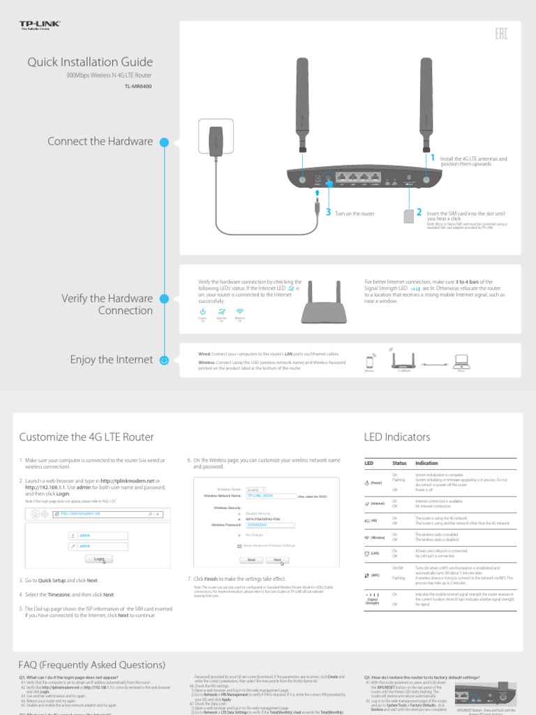 Quick Installation Guide: Connect The Hardware | PDF | Router ...