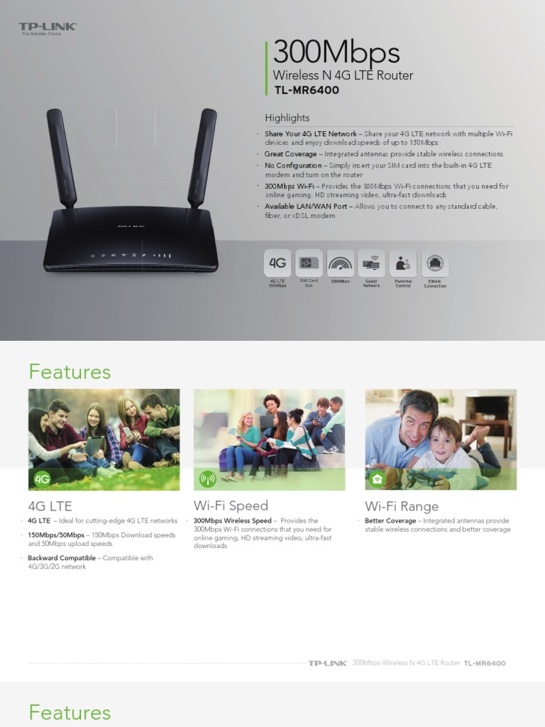 TL-MR6400 (UN V1 Datasheet PDF | PDF | Wi Fi | 4 G