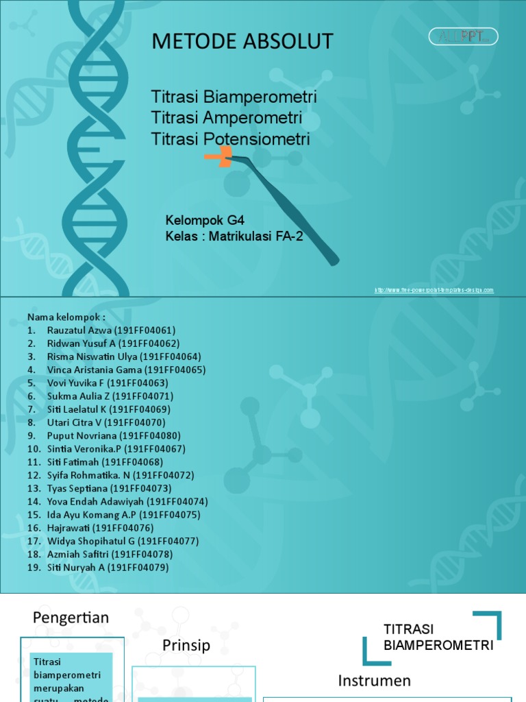 Metode Absolut: Titrasi Biamperometri Titrasi Amperometri Titrasi ...