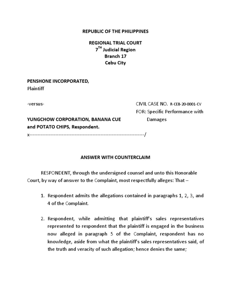 Answer | PDF | Lawsuit | Complaint