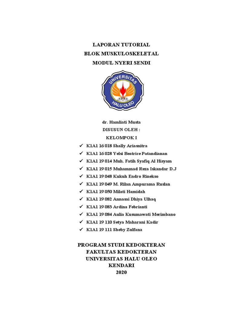 Laporan Tutorial Blok Muskuloskeletal Modul Nyeri Sendi Kelompok 1 | PDF