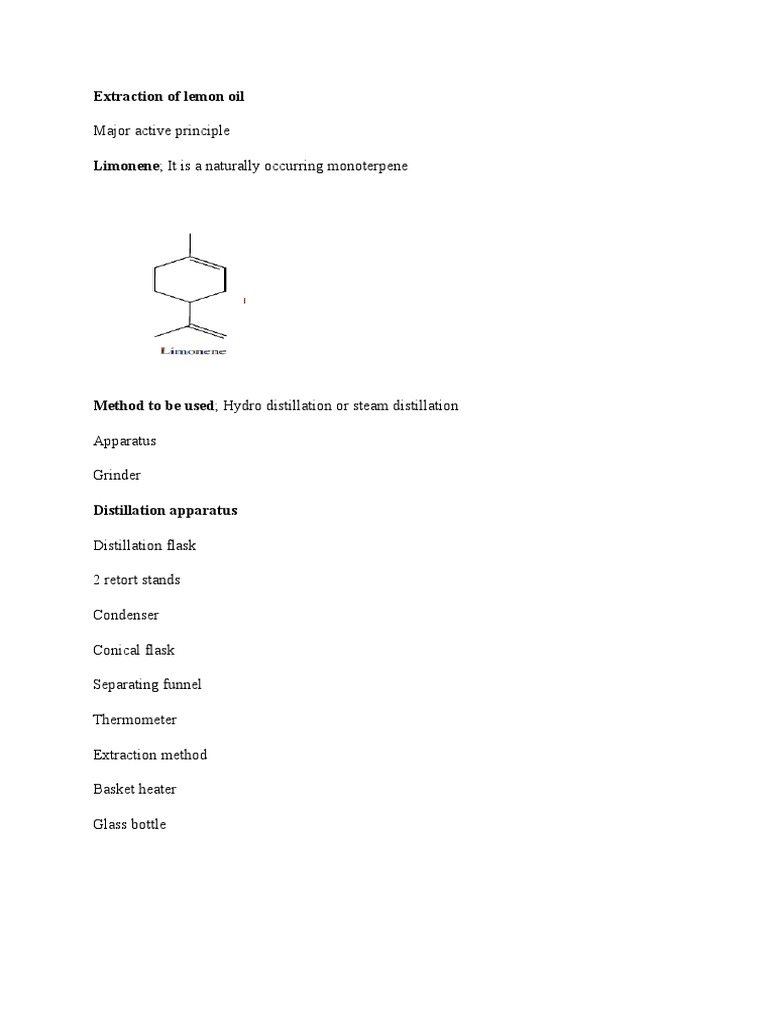 Lemon Oil Extraction via Distillation | PDF | Distillation | Lemon