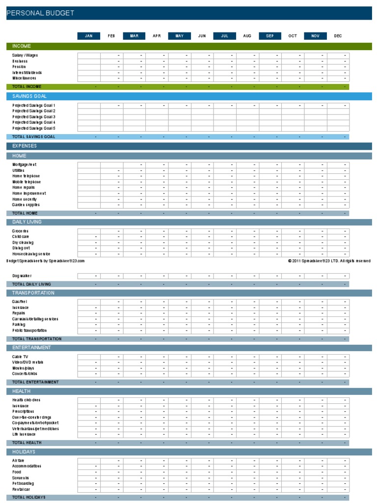 Personal Budget Spreadsheet | PDF | Prescription Drugs | 401(K)