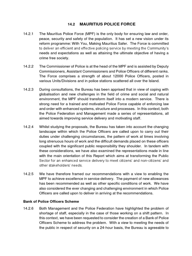 Mauritius Police Force | PDF | Inspector | Police