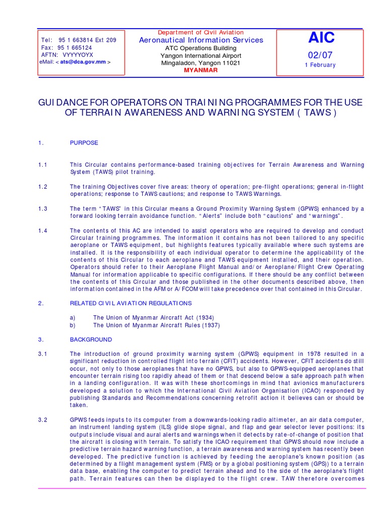 Guidance For Operators On Training Programmes For The Use of Terrain ...
