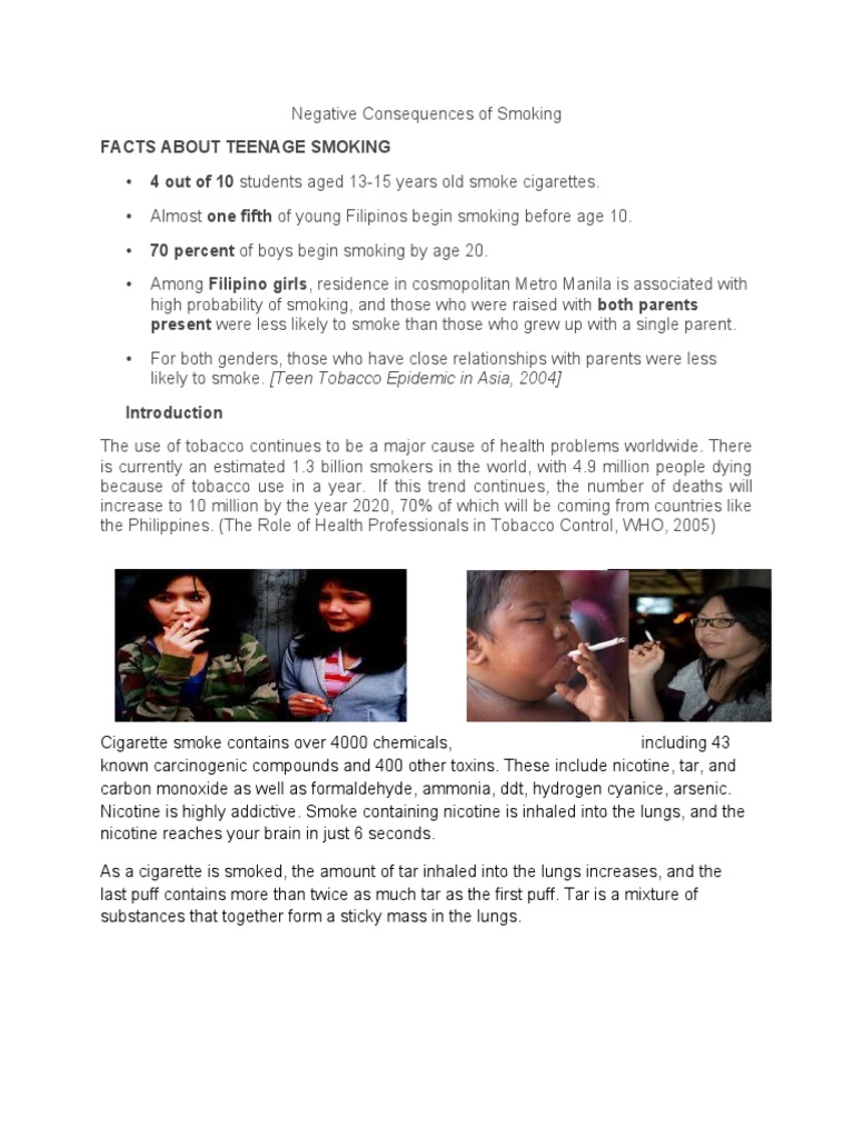 Negative Consequences of Smoking | PDF | Cigarette | Tobacco Smoking