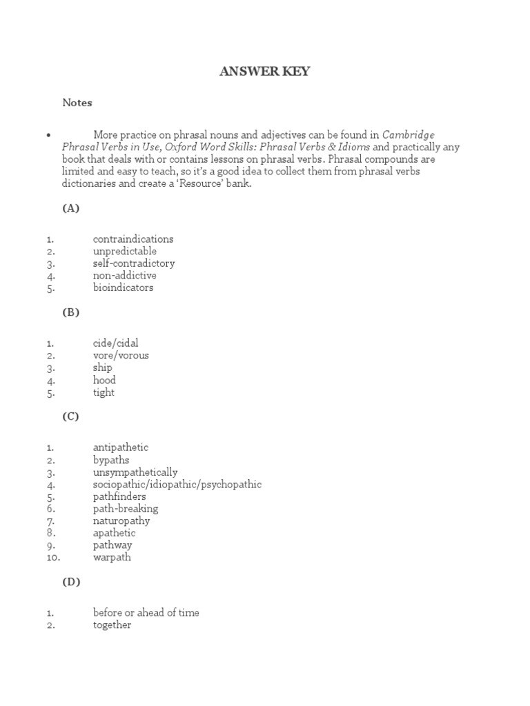 Key To Cornucopia Word Formation 2 | PDF | Language Mechanics ...