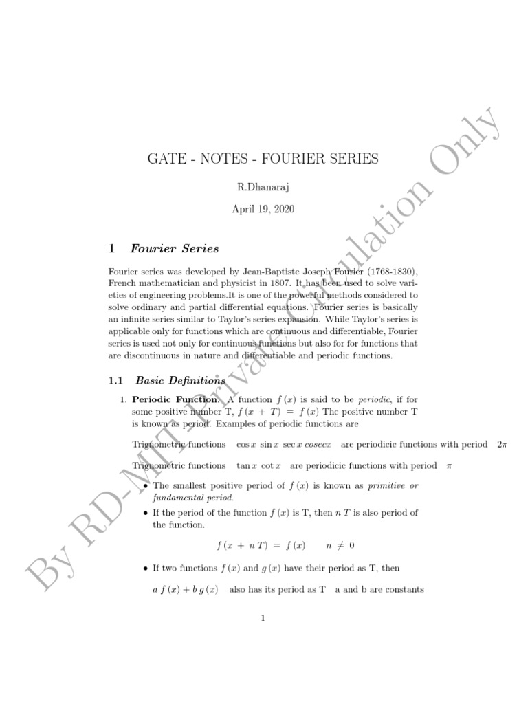 Gate - Notes - Fourier Series | PDF | Fourier Series | Function ... Gate - Notes - Fourier Series | PDF | Fourier Series | Function ...