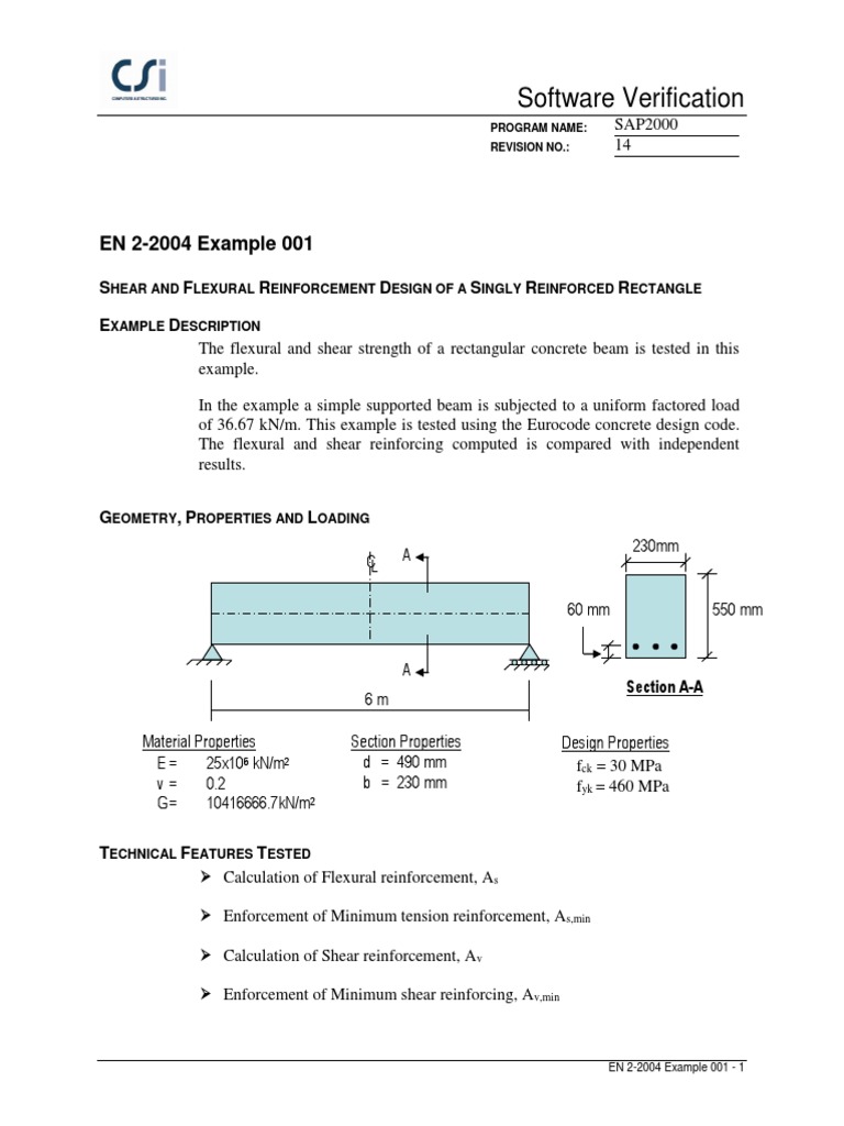 SAP2000 Shear & Flexural Design Example | PDF | Beam (Structure) | Classical Mechanics