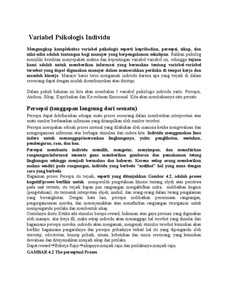 Variabel Psikologi Individu-Gibson | PDF