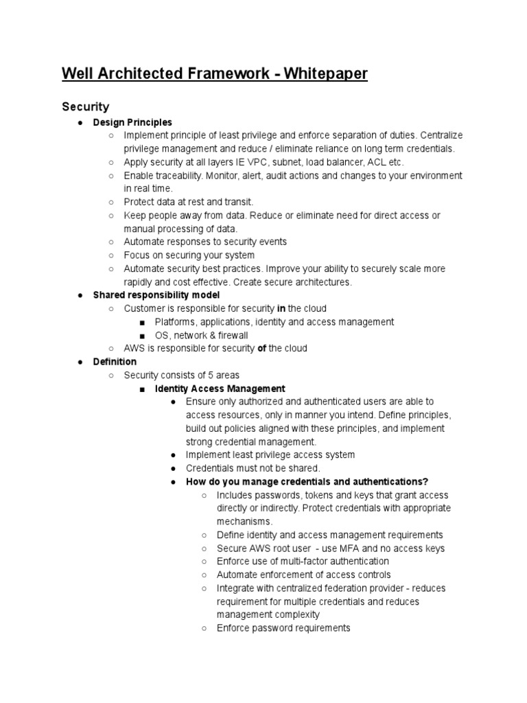 Well Architected Framework - Whitepaper | PDF | Encryption | Computer Network