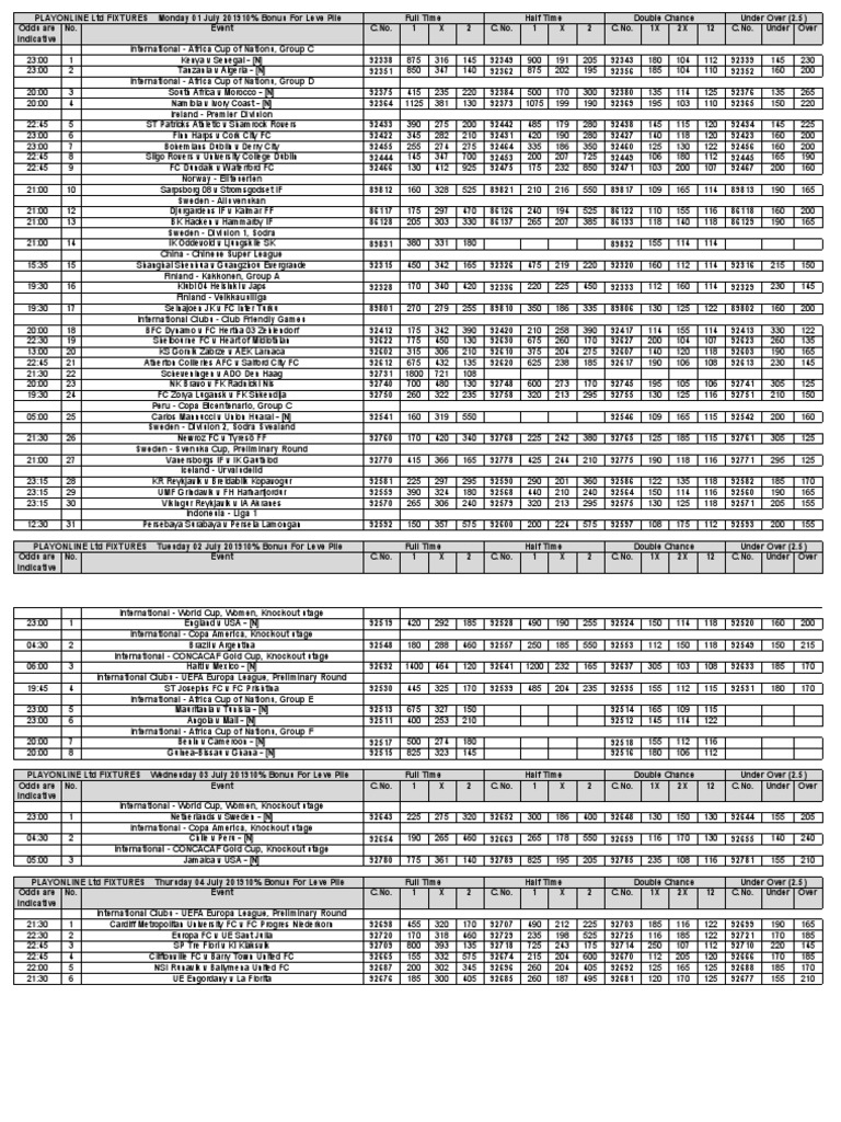 Fixtures PDF | PDF | Football Teams | Sports Leagues