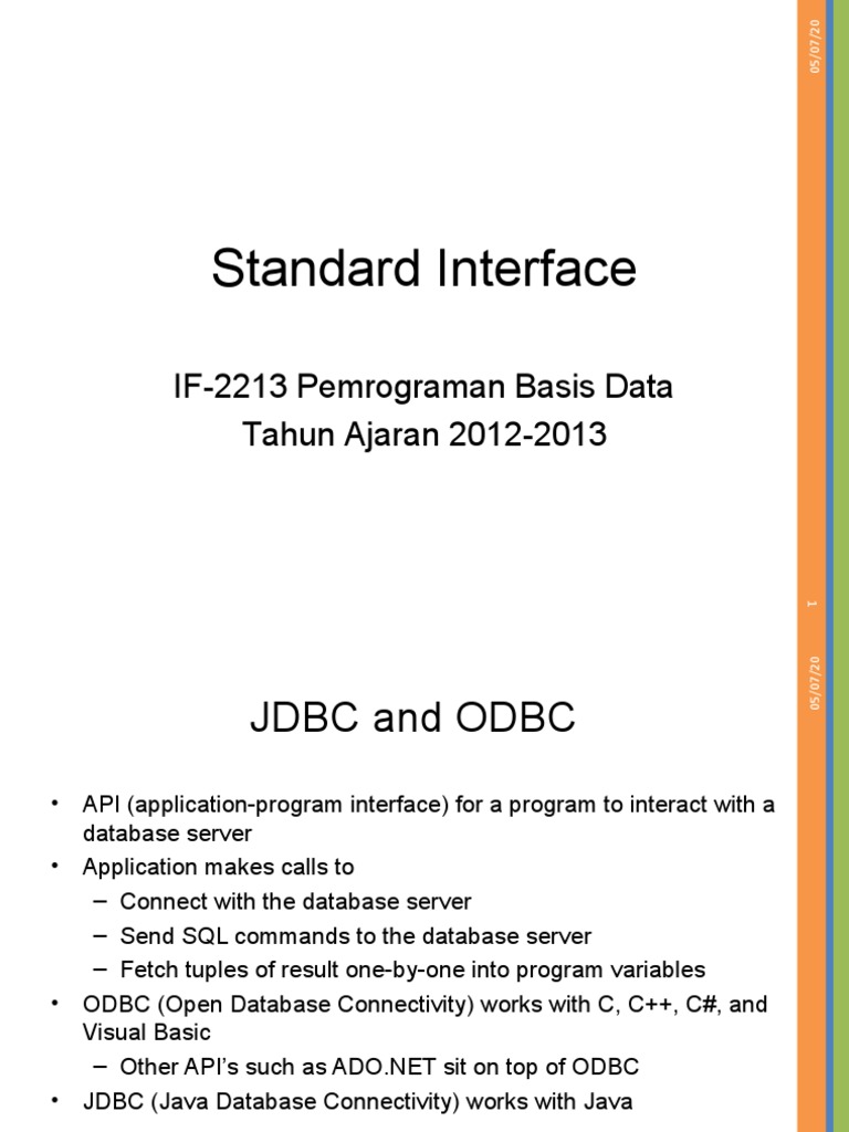 Standard Interface: IF-2213 Pemrograman Basis Data Tahun Ajaran 2012-2013 | PDF | Application ...