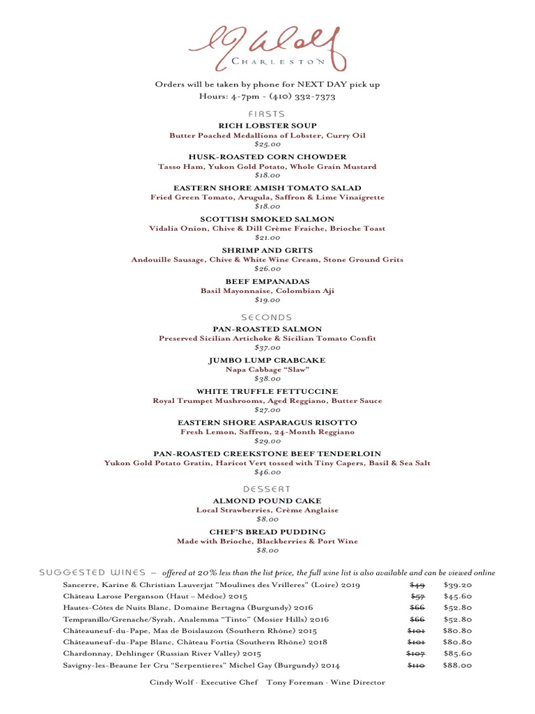 Charleston Take-Away Menu 5.8.20 | PDF | Coleslaw | Foods