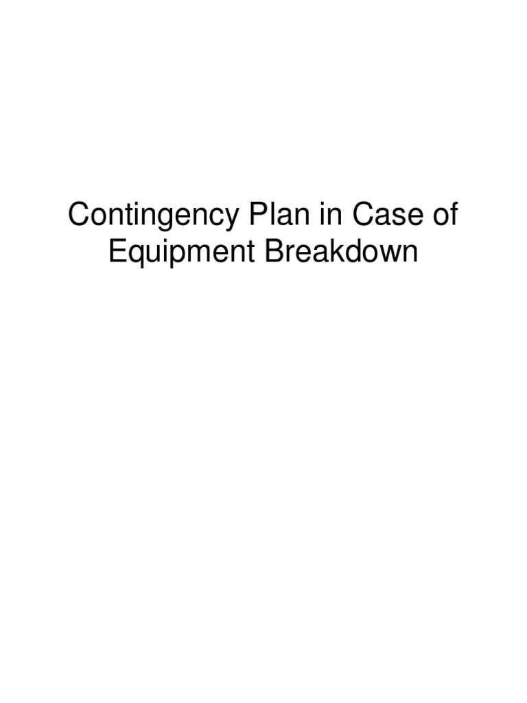 Contingency Plan in Case of Equipment Breakdown | PDF | Centrifuge ...