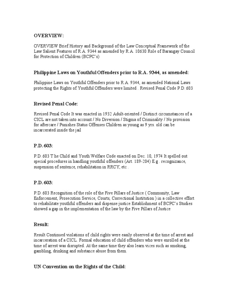 Ra 9344 | PDF | Children's Rights | Crime & Violence