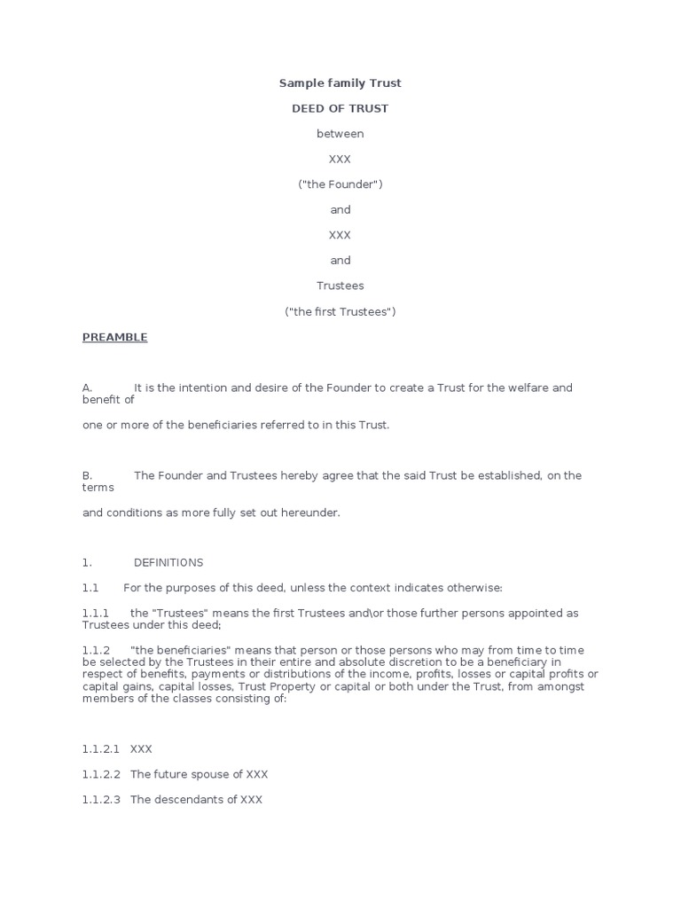 Sample Family Trust | PDF | Trust Law | Trustee