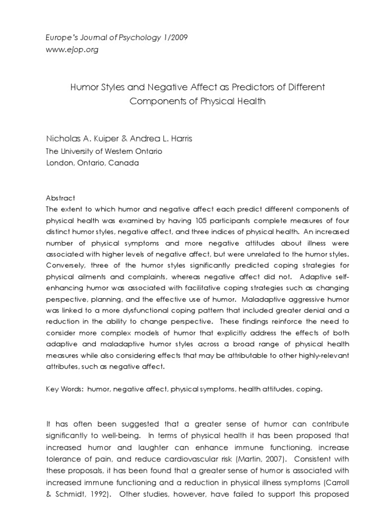 Humor Styles | PDF | Humour | Affect (Psychology)