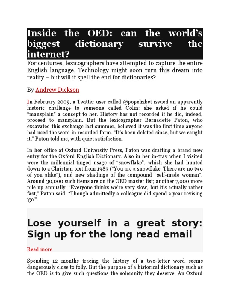 Inside The OED | PDF | Dictionary | Lexicology