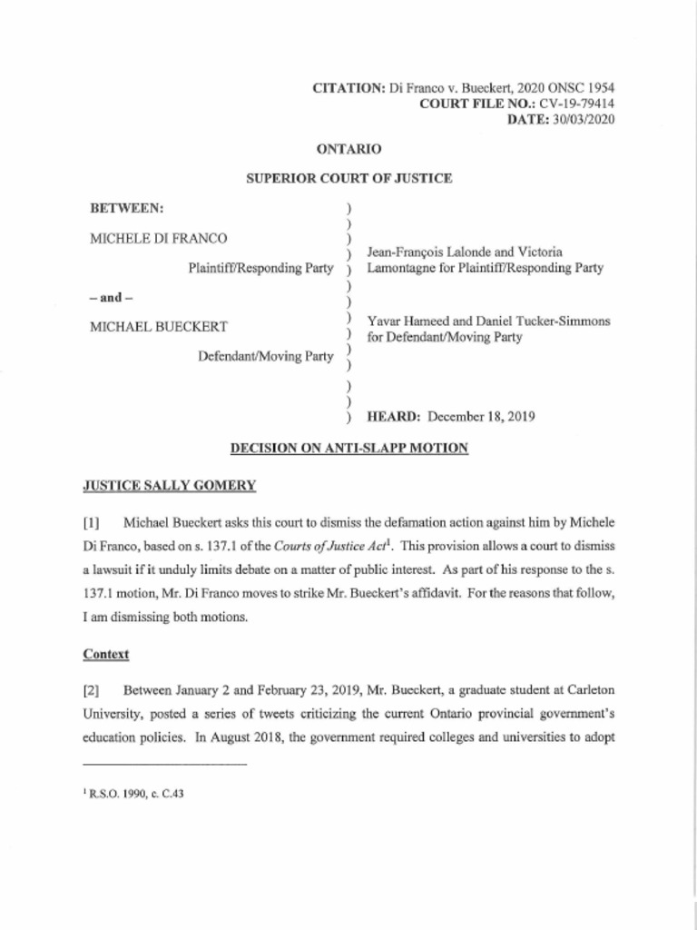 DECISION On Anti-SLAPP Motion, March 30 2020 | PDF