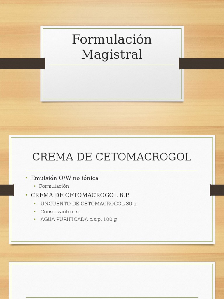 Formulación de Crema de Cetomacrogol | PDF