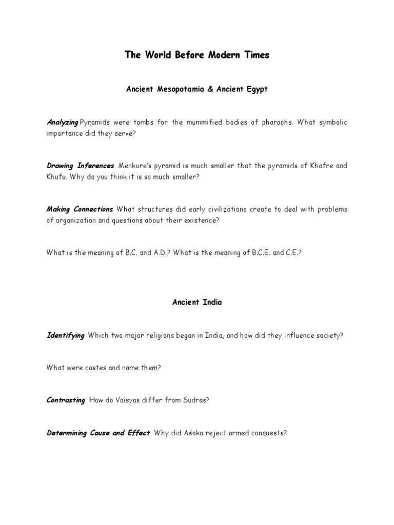 The World Before Modern Times | PDF | Ancient History | Ancient Rome