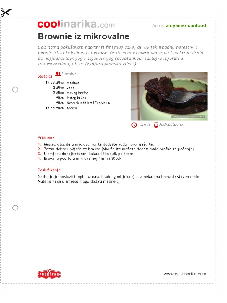 Brownie Iz Mikrovalne PDF | PDF Brownie Iz Mikrovalne PDF | PDF
