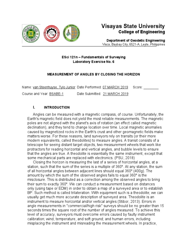 Lab Ex 6 Closing The Horizon | PDF | Surveying | Earth Sciences
