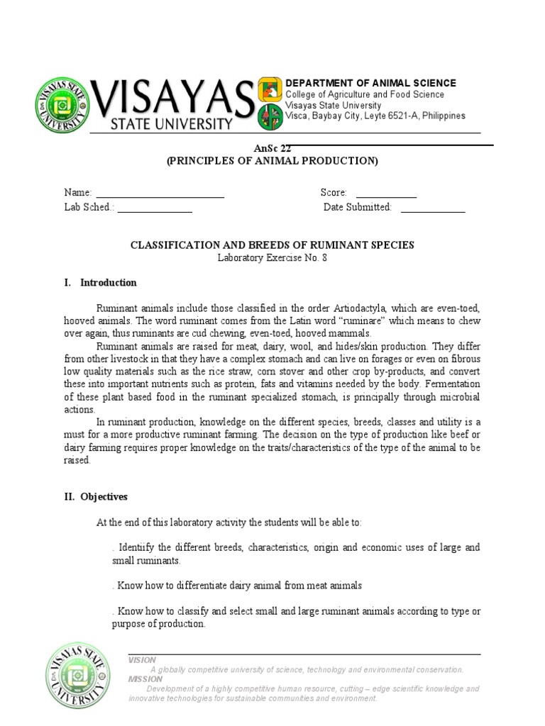 Ansc 22 (Principles of Animal Production) | PDF | Ruminant | Cattle