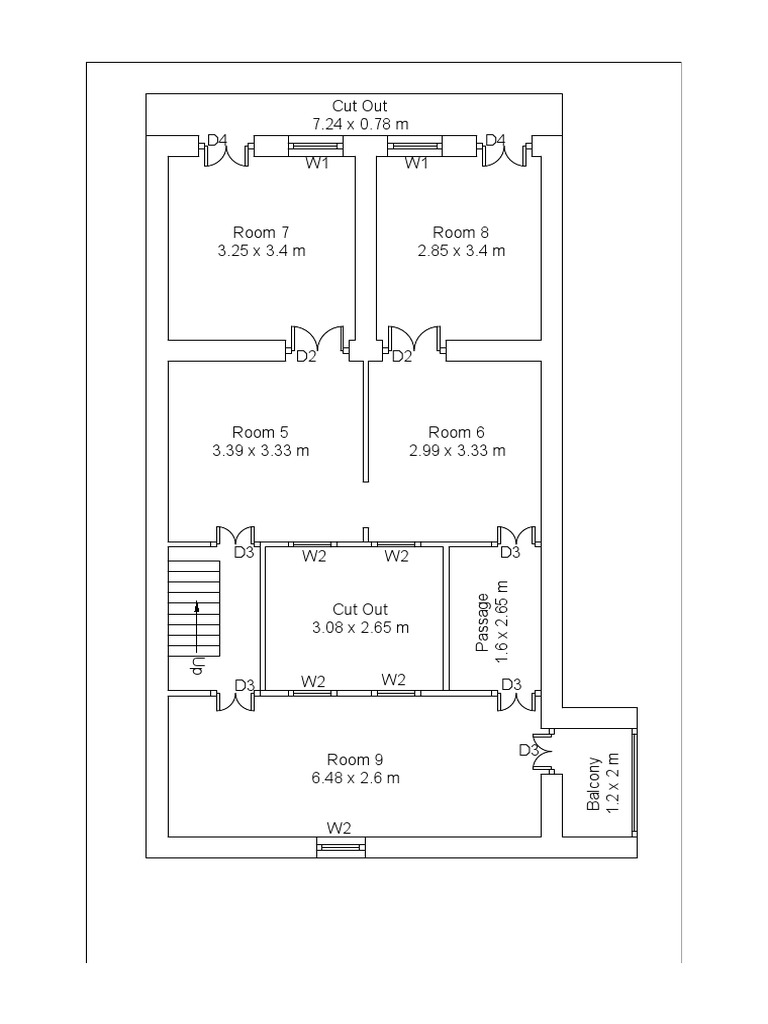 Floor plan layout for a multi-room dwelling showing room dimensions ...
