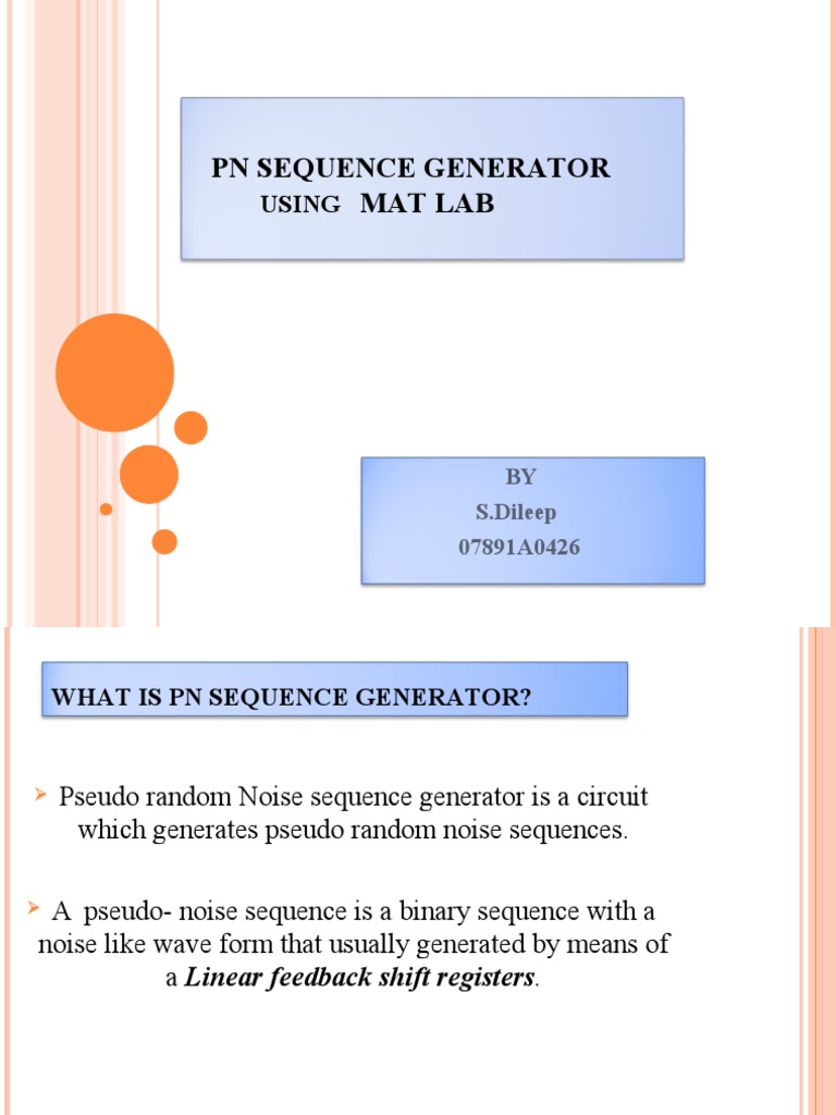 PN Sequence Generator USING MAT LAB | PDF | Telecommunications | Electronic Engineering