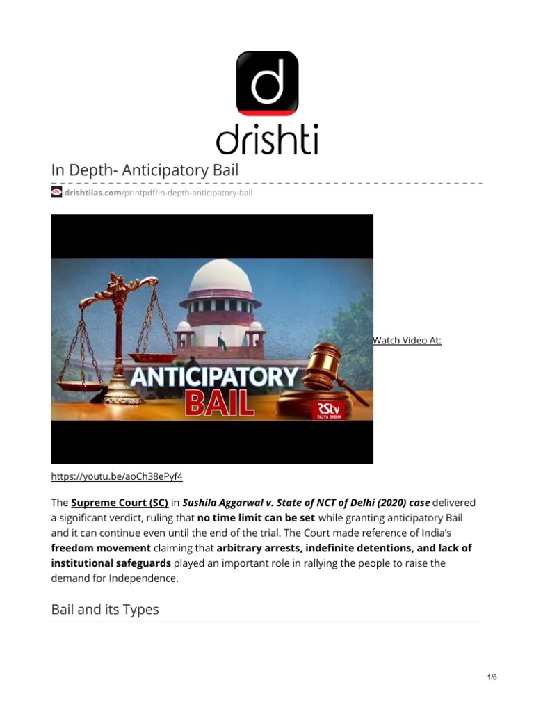 In Depth-Anticipatory Bail: Bail and Its Types | PDF | Bail | Arrest