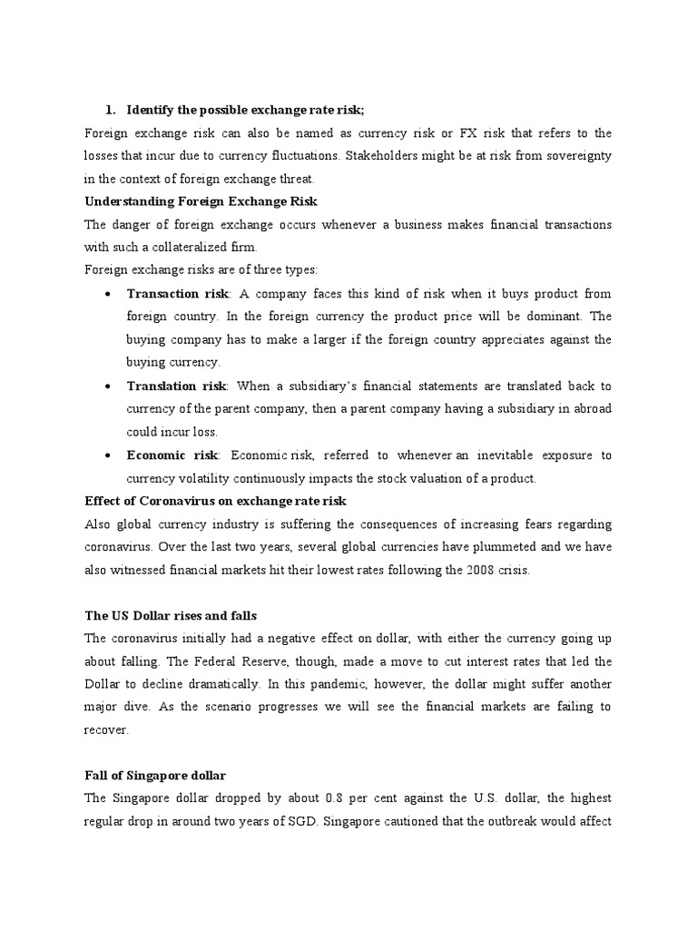 Identify The Possible Exchange Rate Risk | PDF | Exchange Rate | Hedge ...