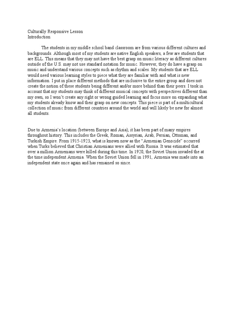 Culturally Responsive Lesson | PDF | Armenian Genocide | Ottoman Empire